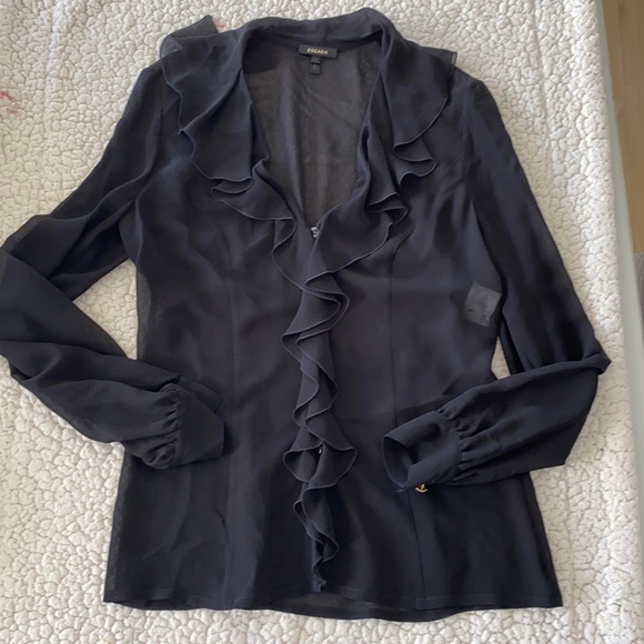 Escada | Tops | Escada Womens Button Down Shirt Black Size 34 | Poshmark